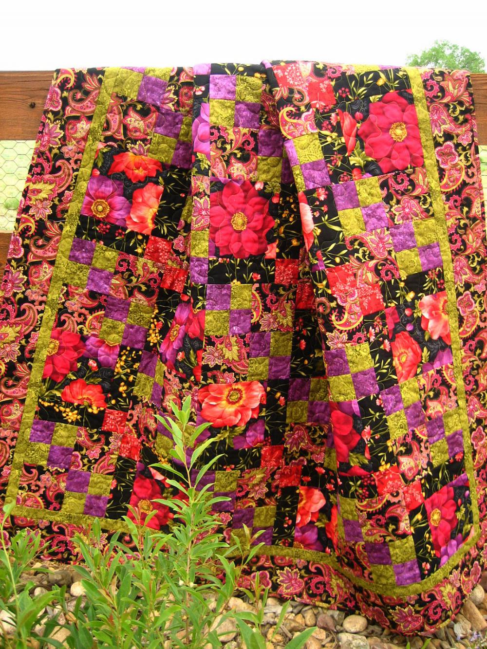 Floral Fusion Handmade Quilt on Luulla