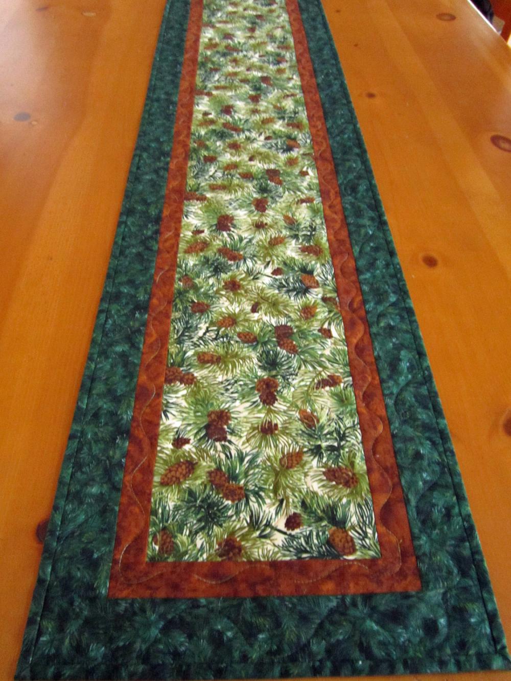 Pine Cones Quilted Table Runner on Luulla