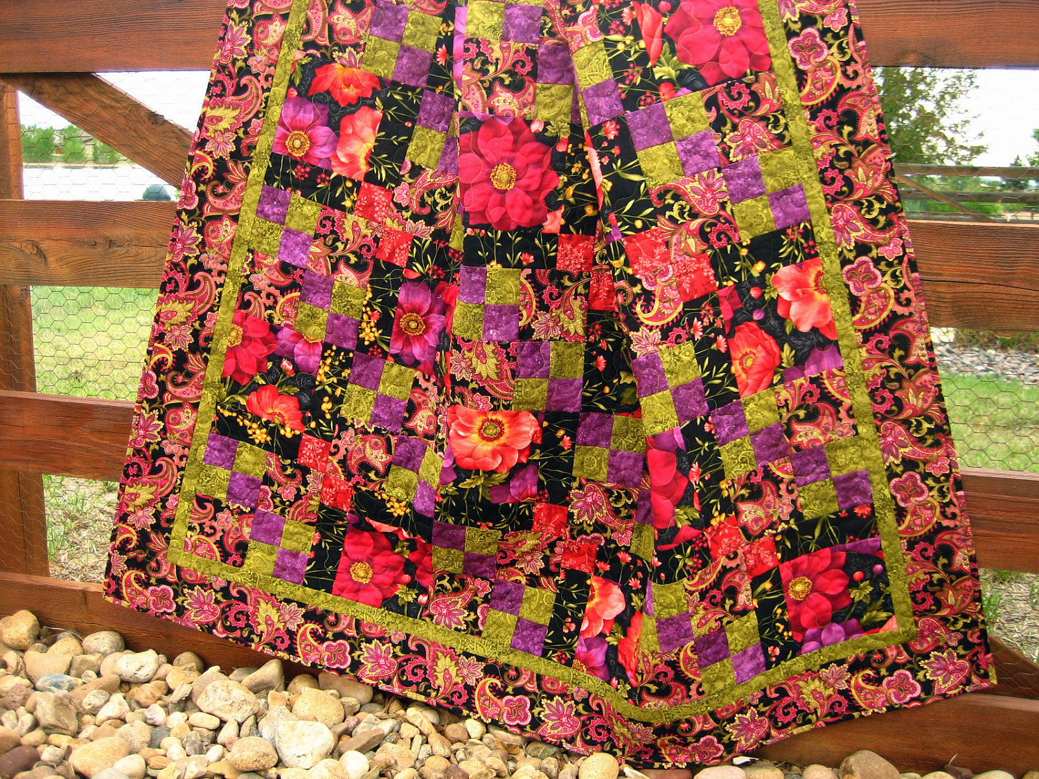 Floral Fusion Handmade Quilt on Luulla