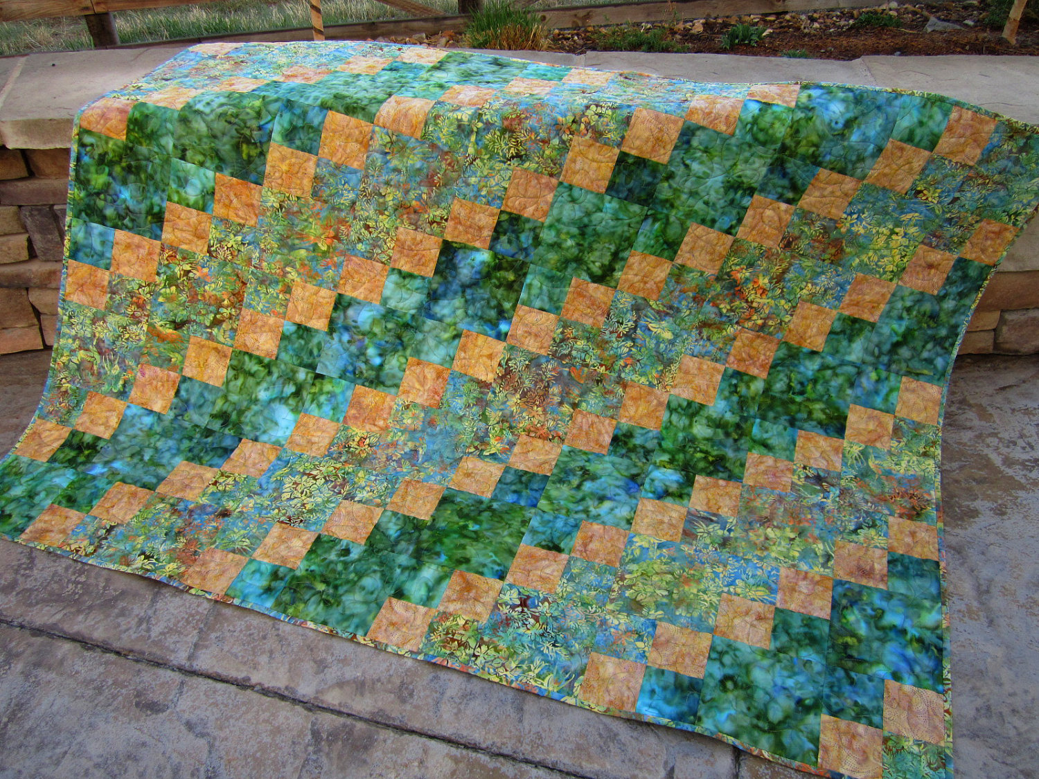 Handmade Batik Quilt Meadows on Luulla